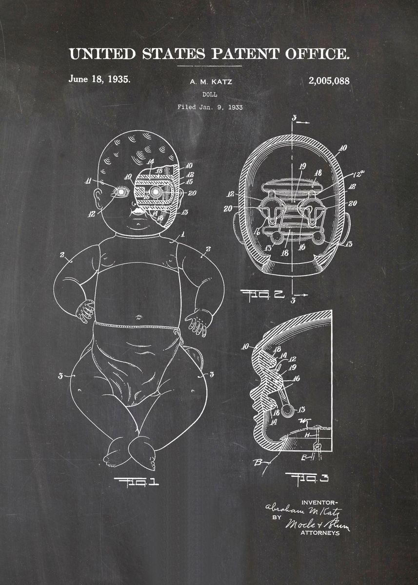 '34 Doll Patent Poster 193' Poster, picture, metal print, paint by Tara ...