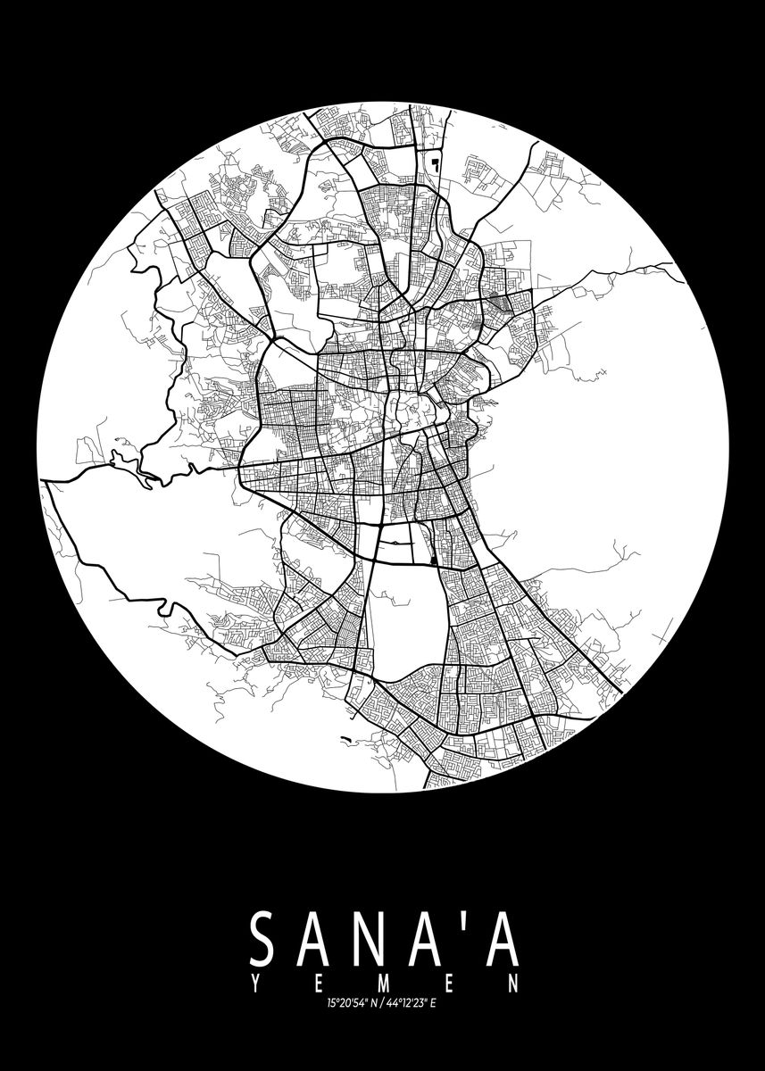'Sanaa City Map Full Moon' Poster by deMAP Studio | Displate