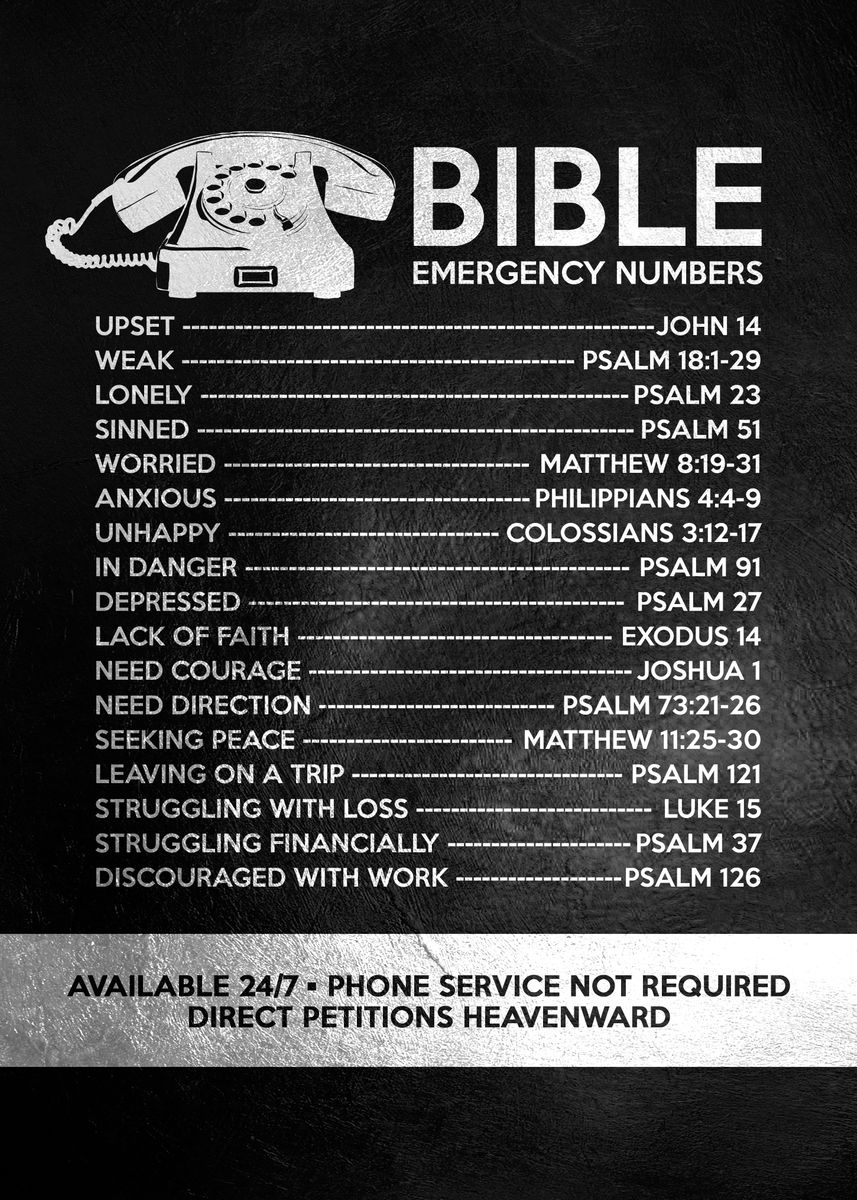 'Bible Emergency Numbers' Poster by ABConcepts | Displate