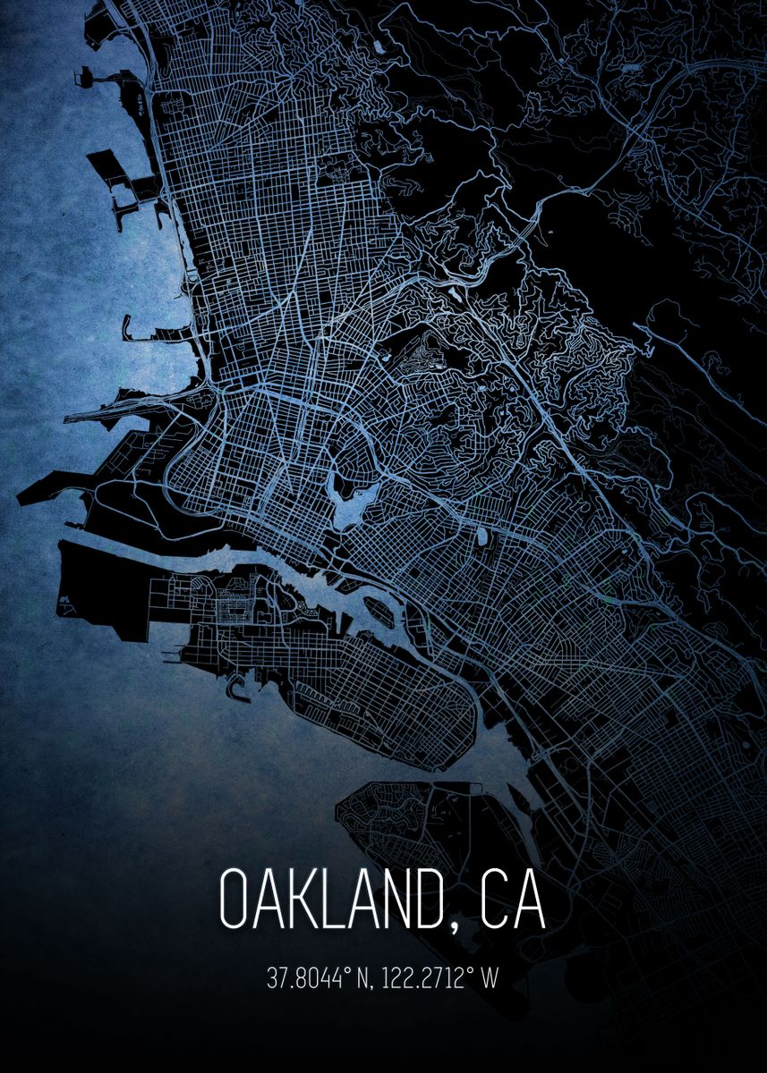 'Oakland City Map' Poster by The Trackless Road | Displate