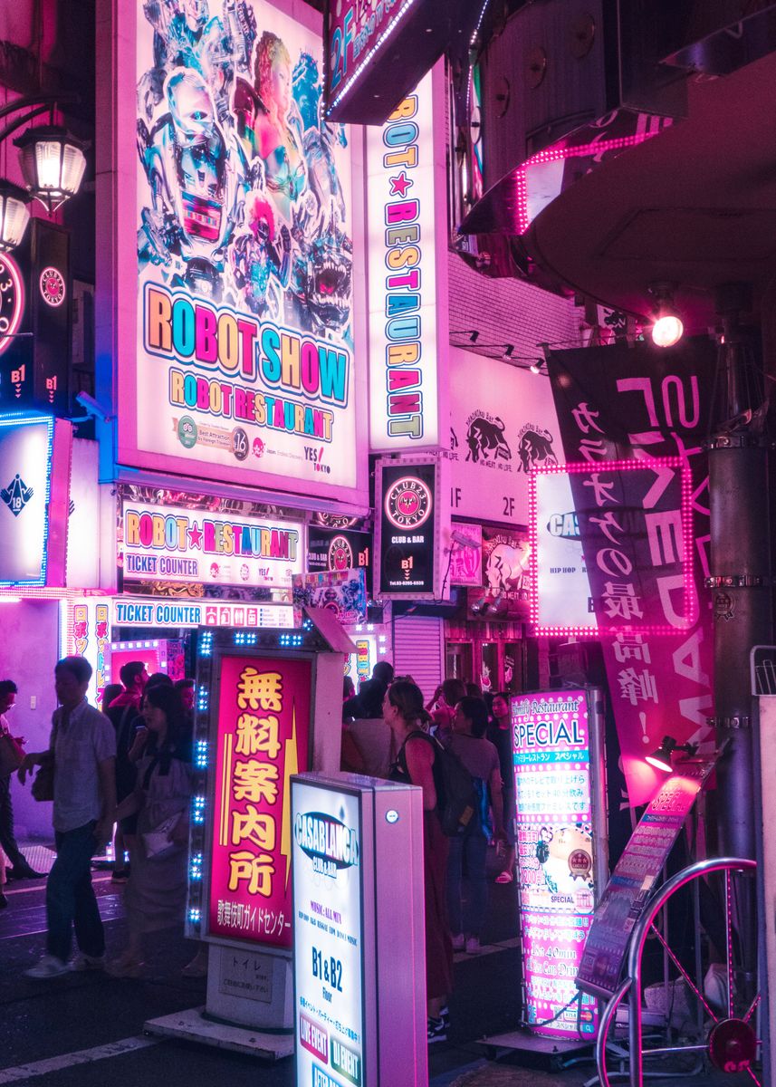 'Neon Robo' Poster, picture, metal print, paint by Solacen | Displate