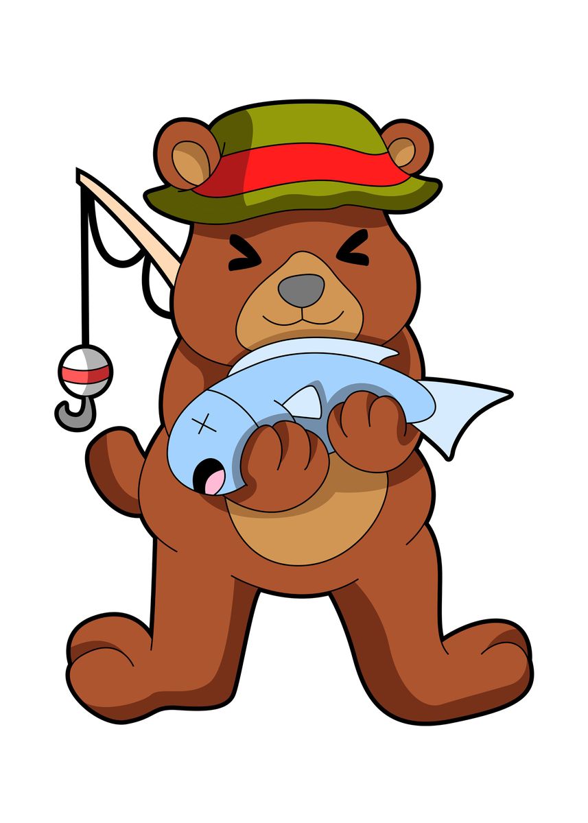 'Bear Fishing Fish' Poster by Markus Schnabel | Displate