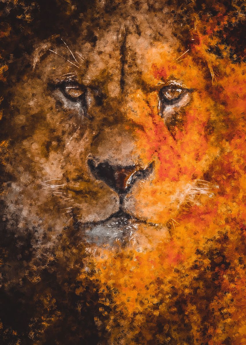 'Lion face' Poster, picture, metal print, paint by Dark Zeka | Displate