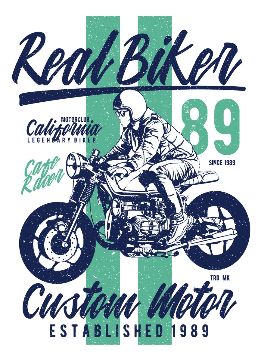 'Real Biker' Poster, picture, metal print, paint by thetshirtshop2020 ...
