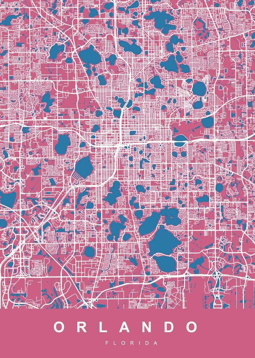 'ORLANDO Map Florida US' Poster, picture, metal print, paint by ...