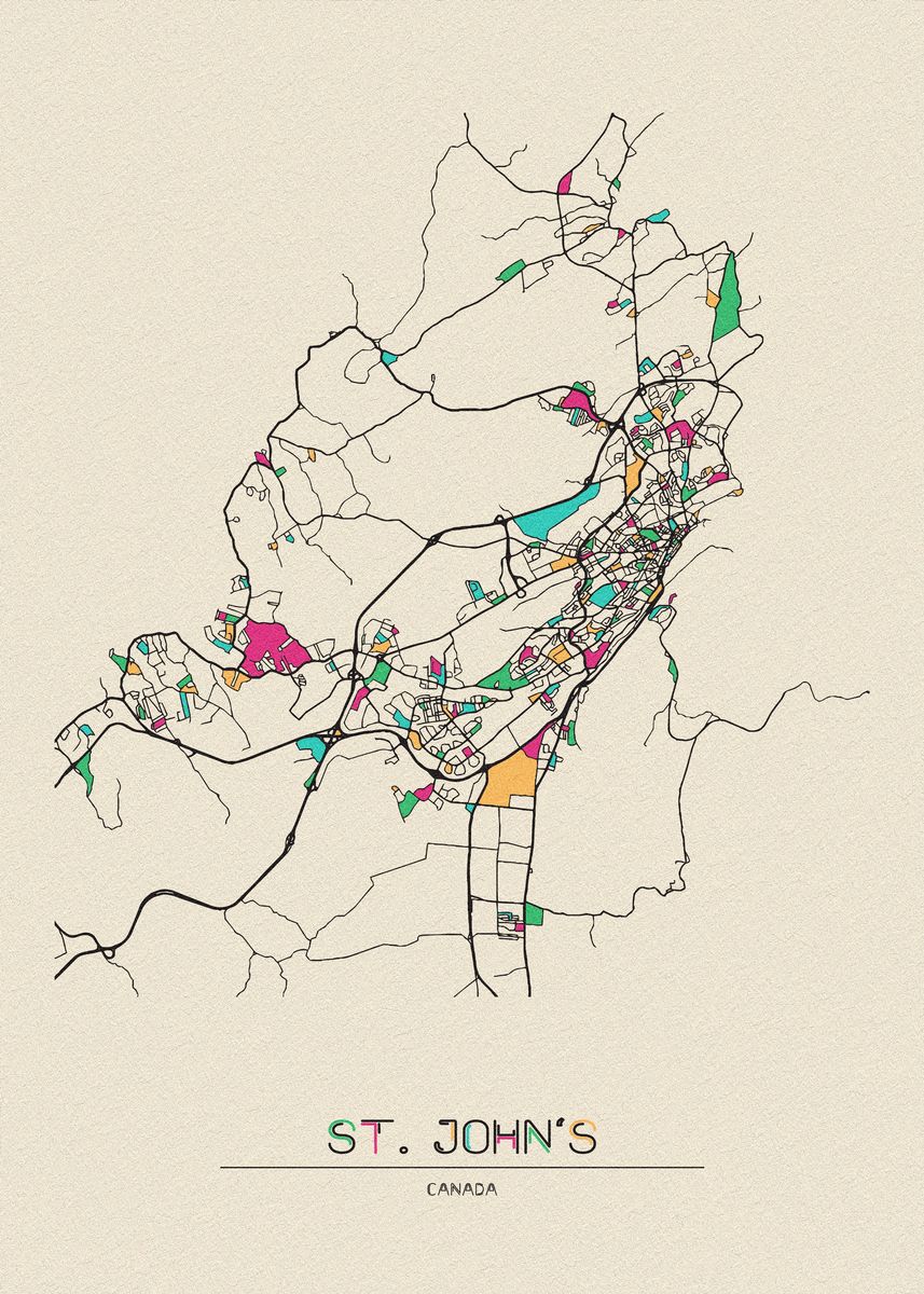 'St Johns Map' Poster, picture, metal print, paint by Deniz A. | Displate