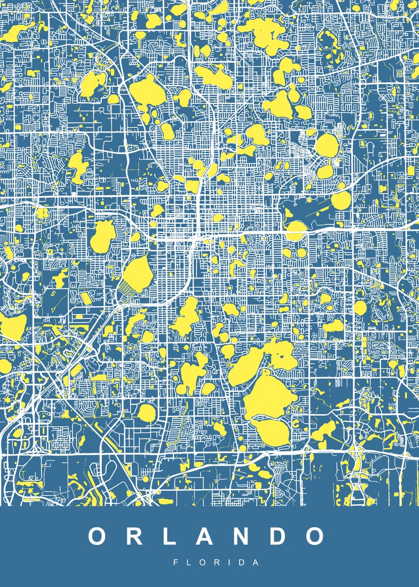 'ORLANDO Map Florida US' Poster by UrbanMaps | Displate