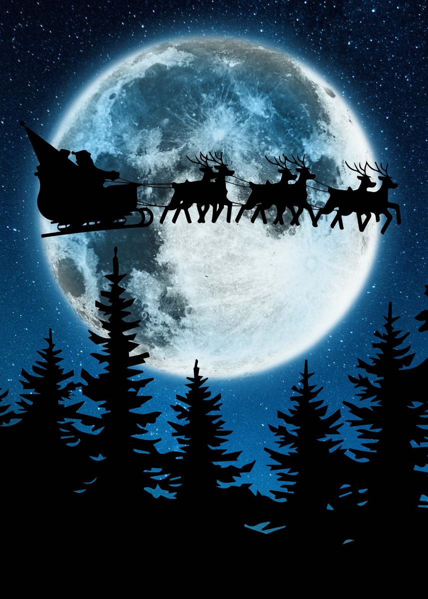 'Santa Sleigh' Poster by JM Designs | Displate