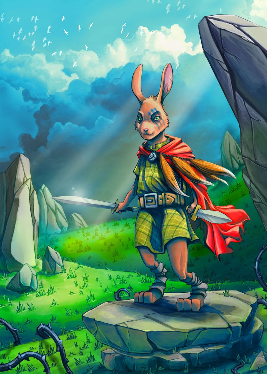 'Warrior Wabbit' Poster, picture, metal print, paint by Rory Decker ...