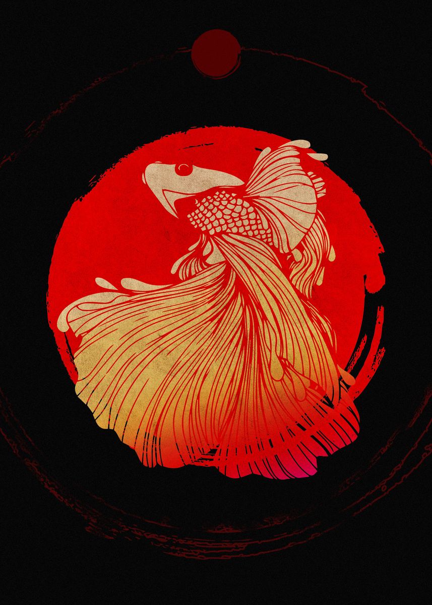 'Gold Fish' Poster, picture, metal print, paint by color gum | Displate