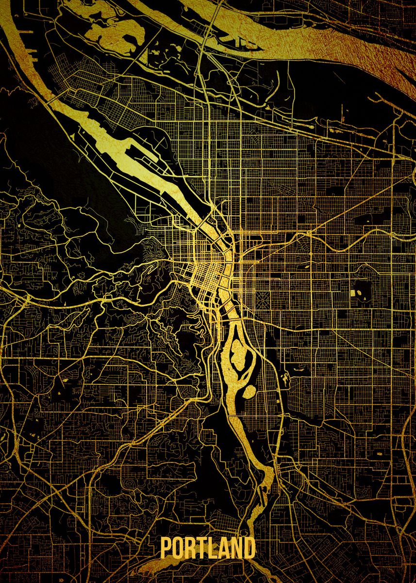 'Portland gold map' Poster by Stefano Lunghi | Displate