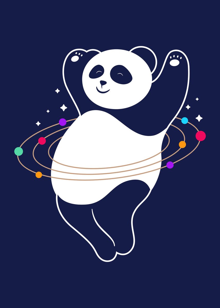 'Cute Panda Galaxy' Poster, picture, metal print, paint by NIKO BAYU ...