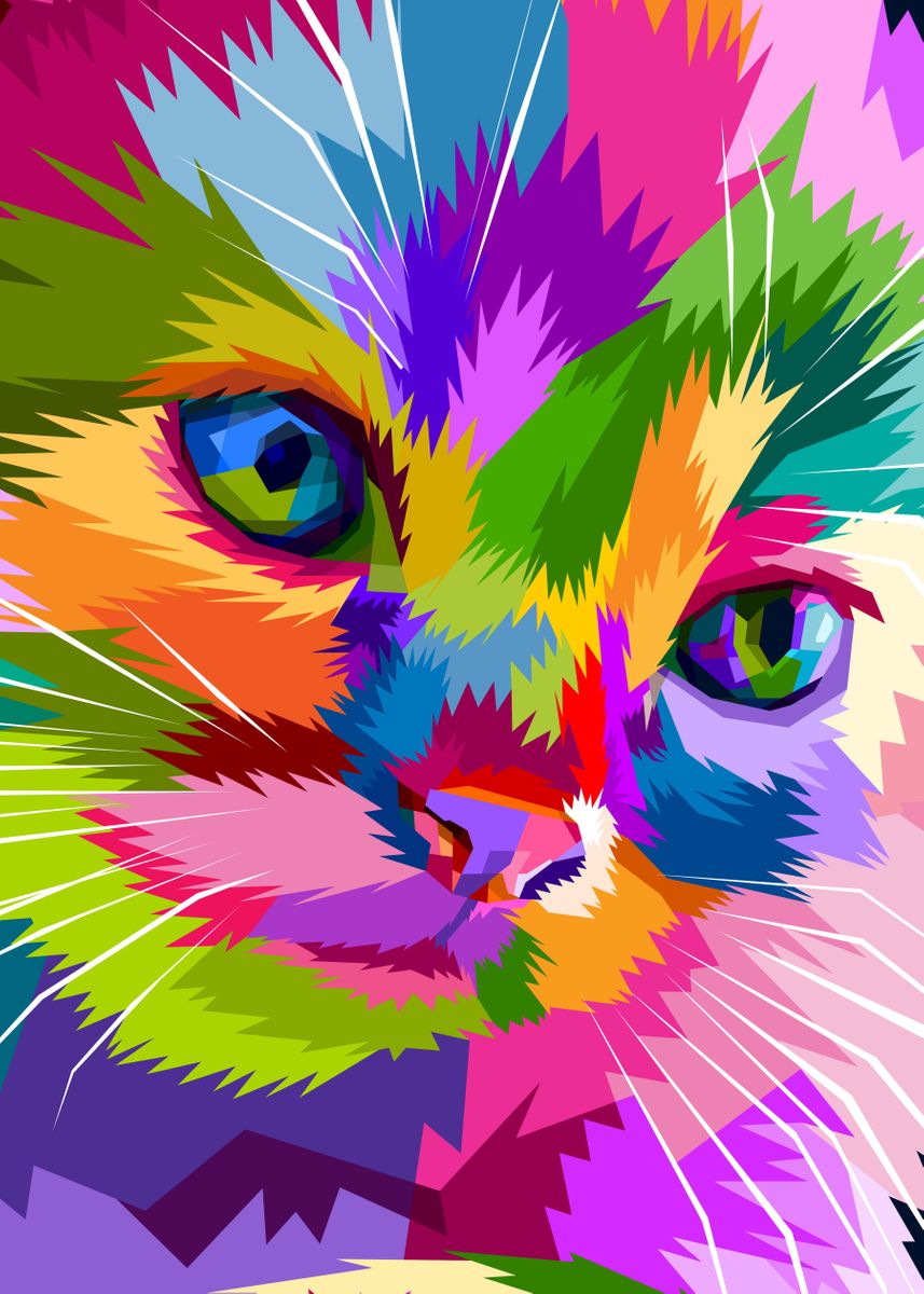 'Cat' Poster, picture, metal print, paint by Queensy Collin | Displate