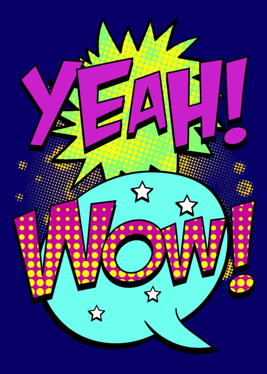 'Yeah Wow Cartoon' Poster, picture, metal print, paint by Andrea ...