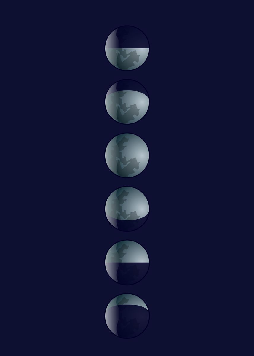 'Cool Moon Phases' Poster, picture, metal print, paint by Andrea ...