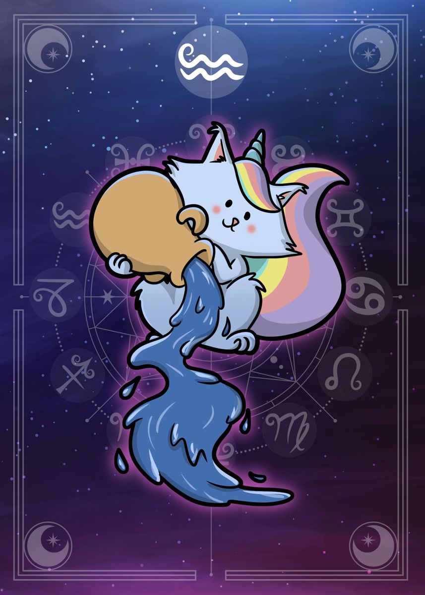 'Zodiac Verseau' Poster, picture, metal print, paint by Devovo | Displate