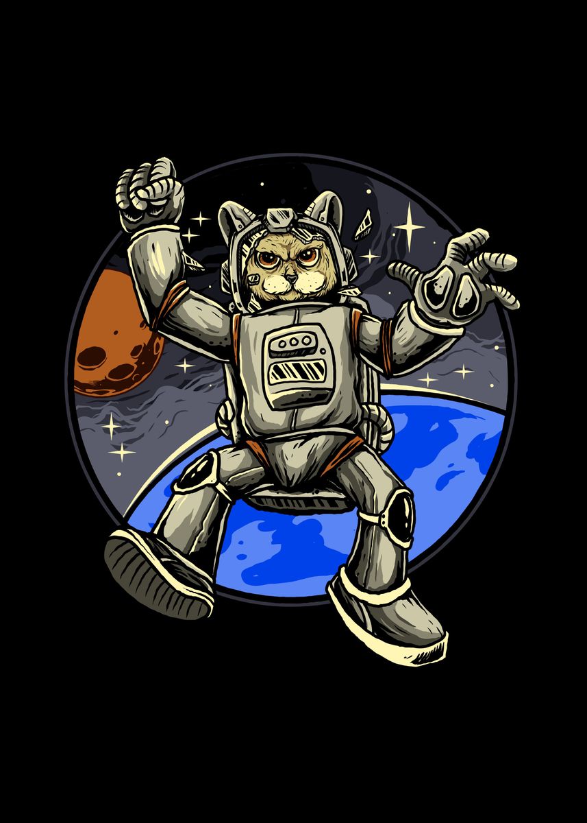 'Cat Star' Poster, picture, metal print, paint by The Matrix | Displate