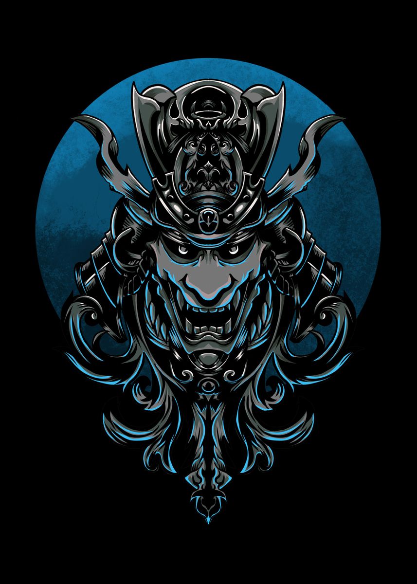 'Oni Samurai' Poster, picture, metal print, paint by Colarcolor | Displate