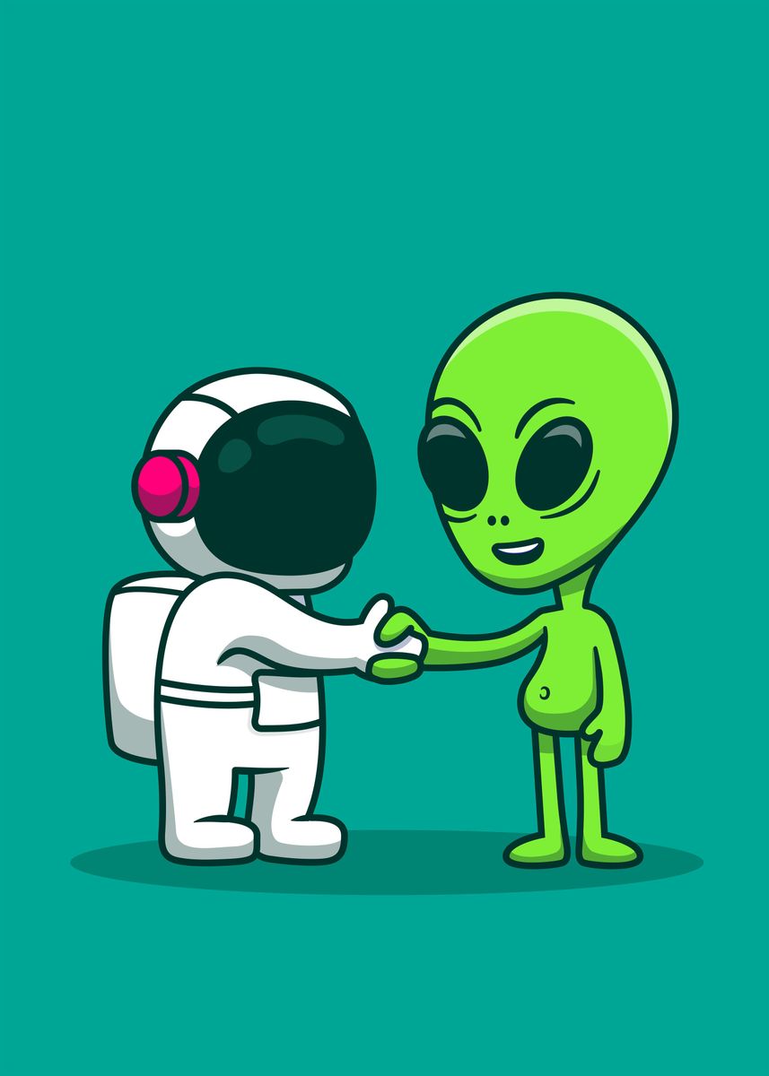 'Kawaii Friendly Astronaut' Poster, picture, metal print, paint by ...