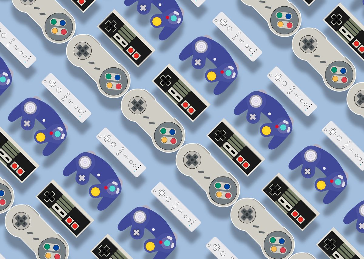 'Retro Nintendo controllers' Poster by Pieter Bruwer | Displate