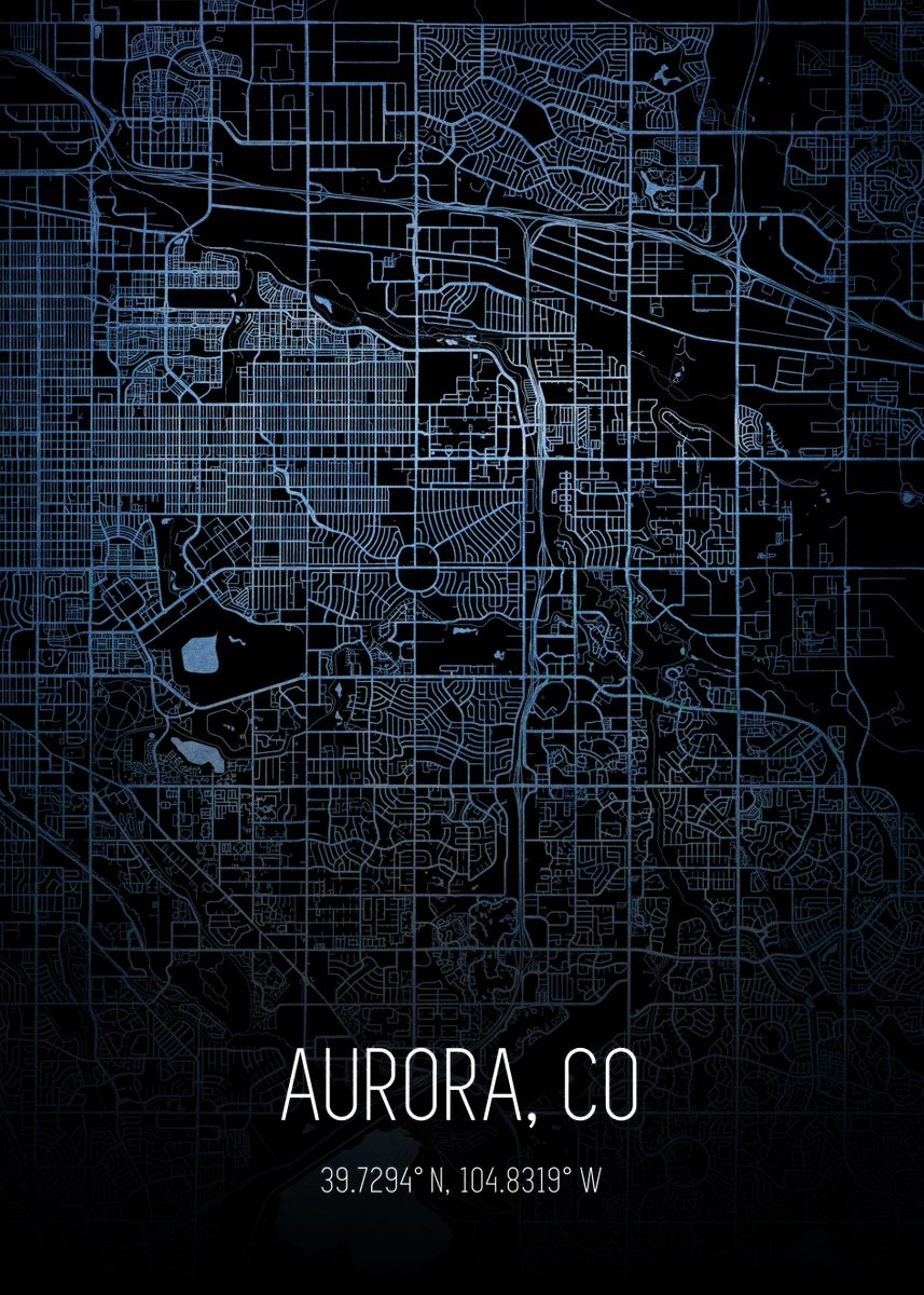 'Aurora City Map' Poster by The Trackless Road | Displate
