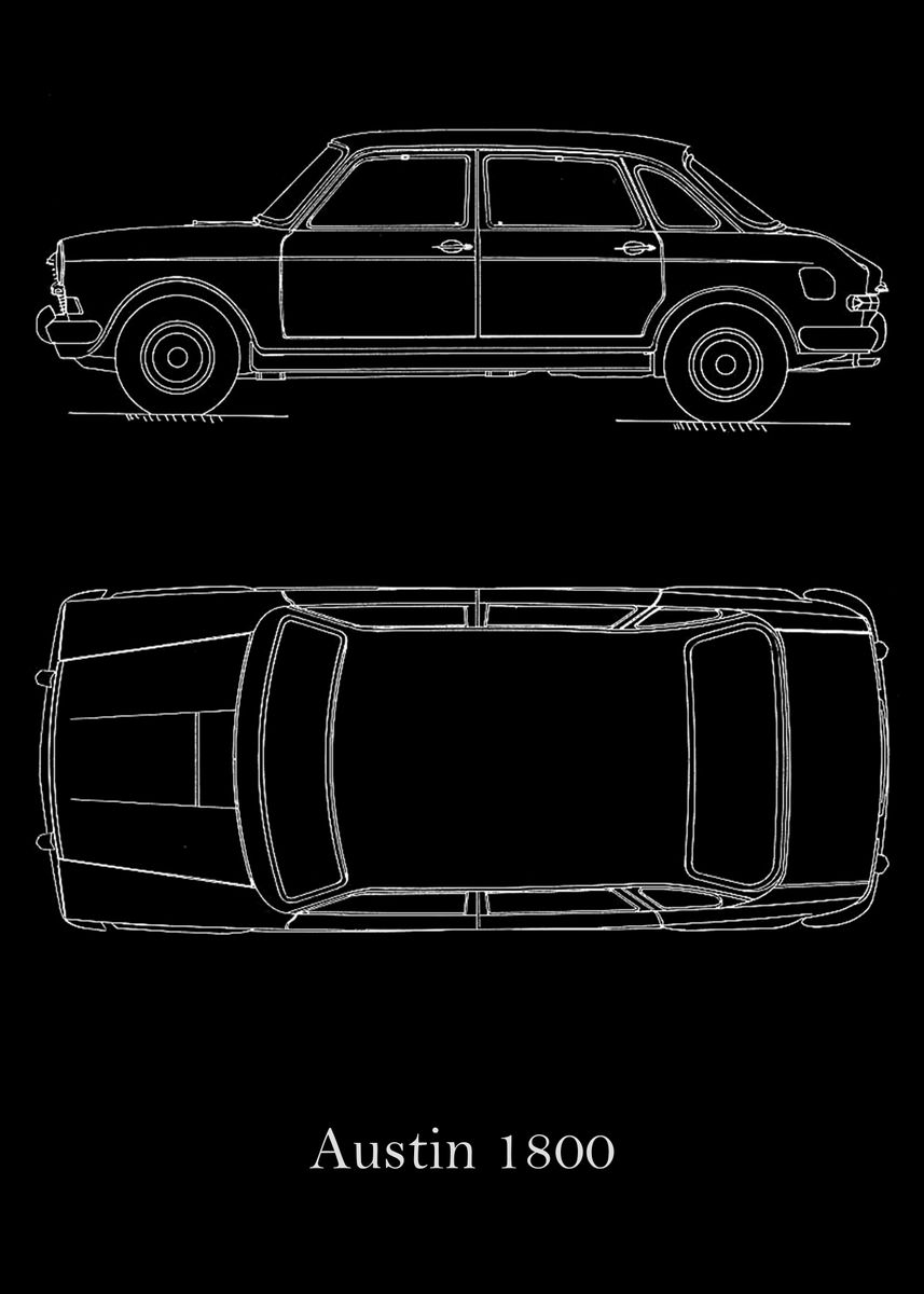 'Austin 1800 Blueprint ' Poster by B & W Arts | Displate