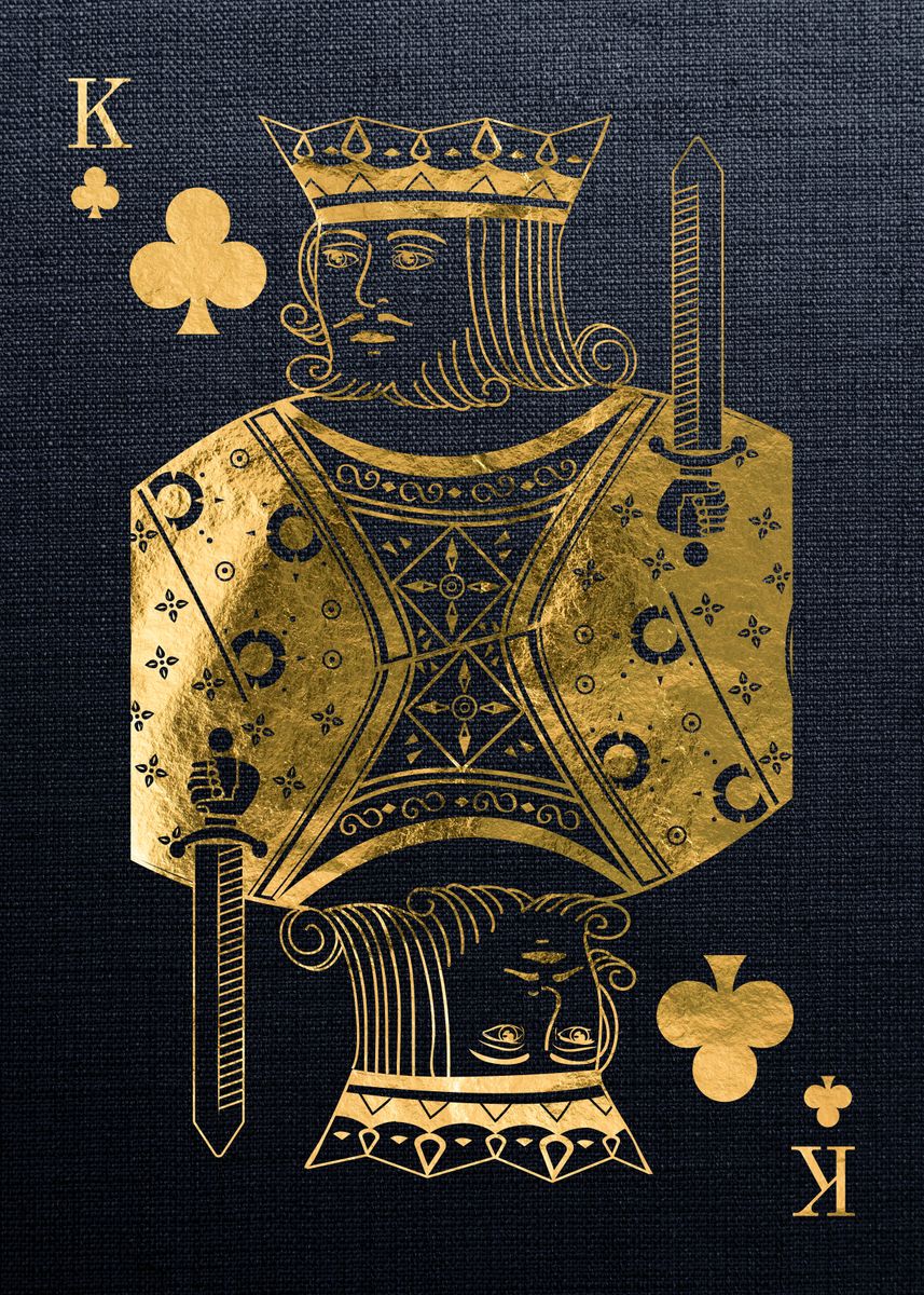 'King Clovers Golden card' Poster, picture, metal print, paint by Moon ...