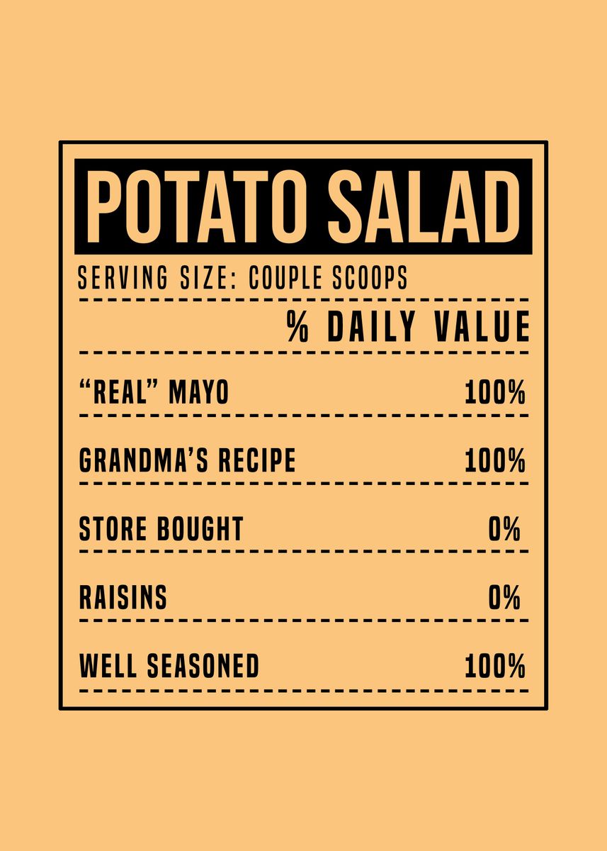 'Potato Salad Label Decor ' Poster, picture, metal print, paint by ...