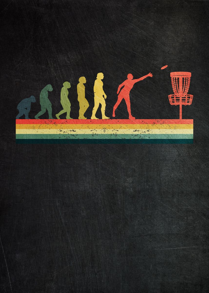 'Disc Golf Retro Evolution' Poster, picture, metal print, paint by ...