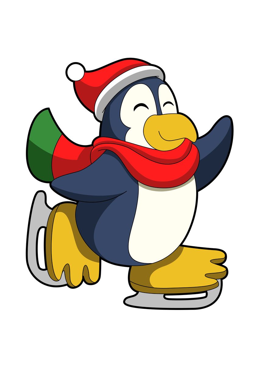 'Penguin Ice skating' Poster, picture, metal print, paint by Markus ...