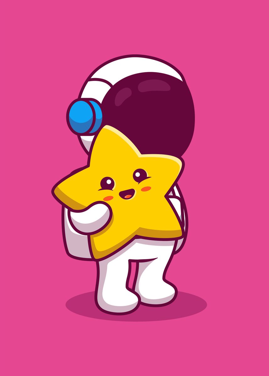 'Kawaii Astronaut and Star' Poster, picture, metal print, paint by ...