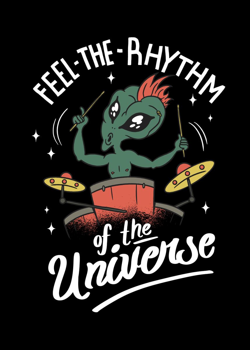 'Drummer Alien' Poster, picture, metal print, paint by StonerPlates ...