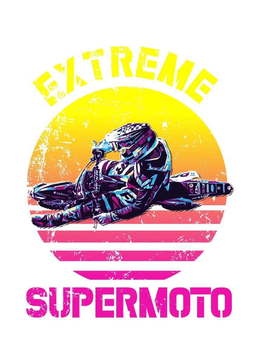 'extreme supermoto' Poster, picture, metal print, paint by RETRO ...