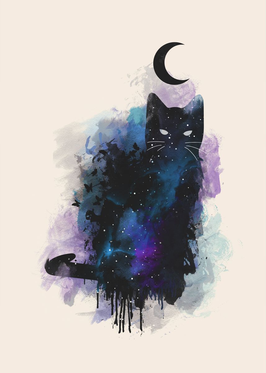'Space Cat' Poster, picture, metal print, paint by AndrejZT | Displate
