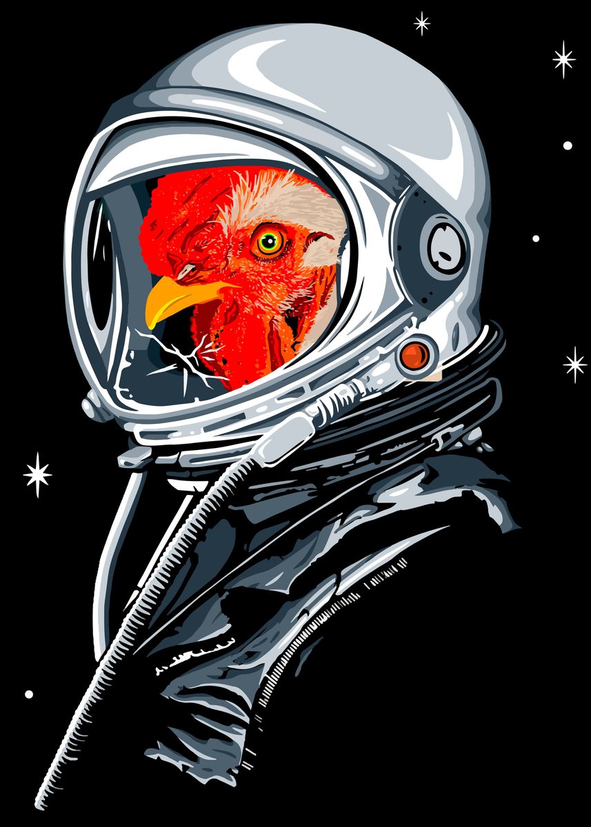 'space rooster' Poster, picture, metal print, paint by Valentin Lerond ...