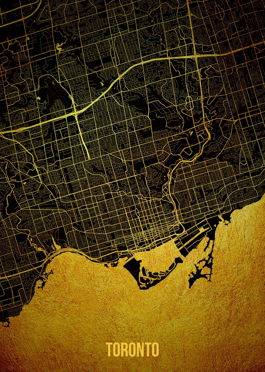 'Toronto gold map' Poster, picture, metal print, paint by Stefano ...