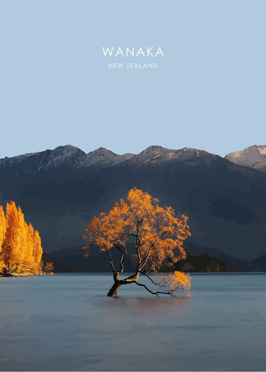 'Wanaka New Zealand Artwork' Poster, picture, metal print, paint by aio ...