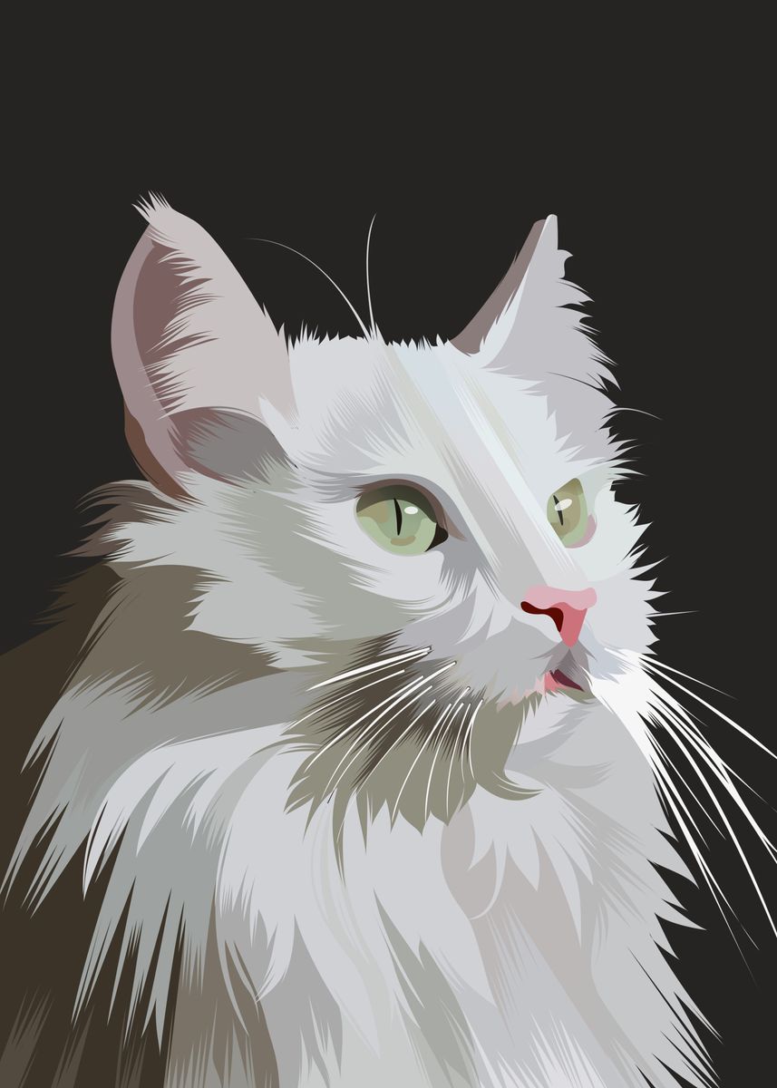 'Angora cat' Poster by Renda Gozali | Displate