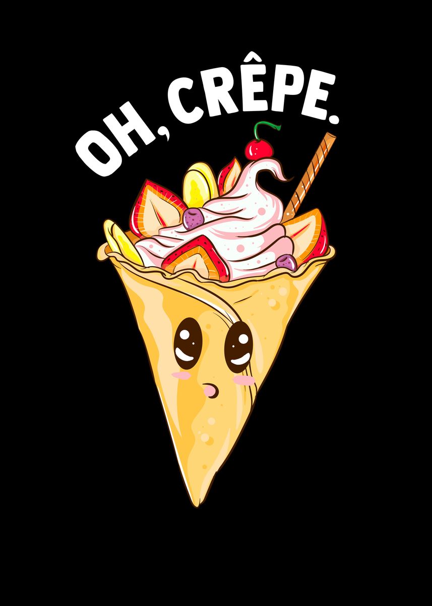 'Funny Crepe Pun Gift' Poster, picture, metal print, paint by Andrea ...
