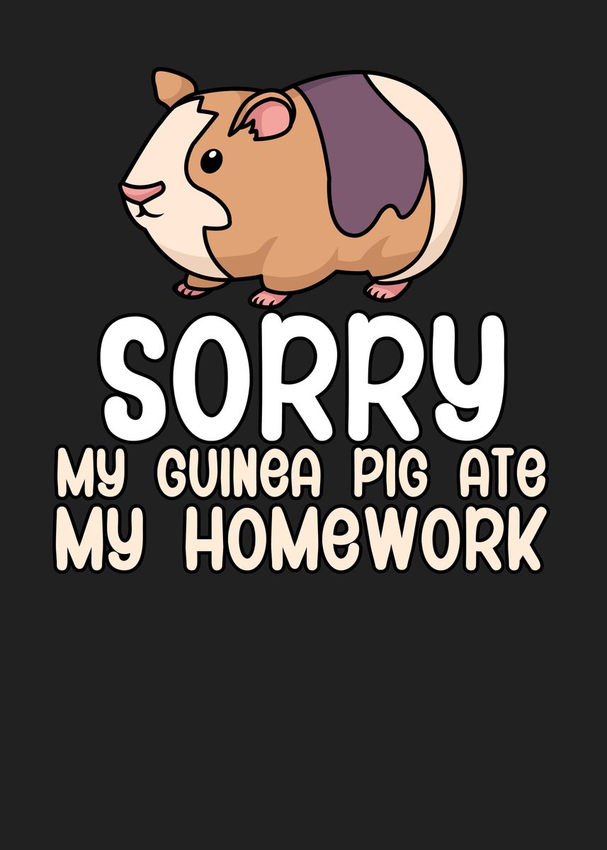 'Guinea pig homework kids' Poster, picture, metal print, paint by ...