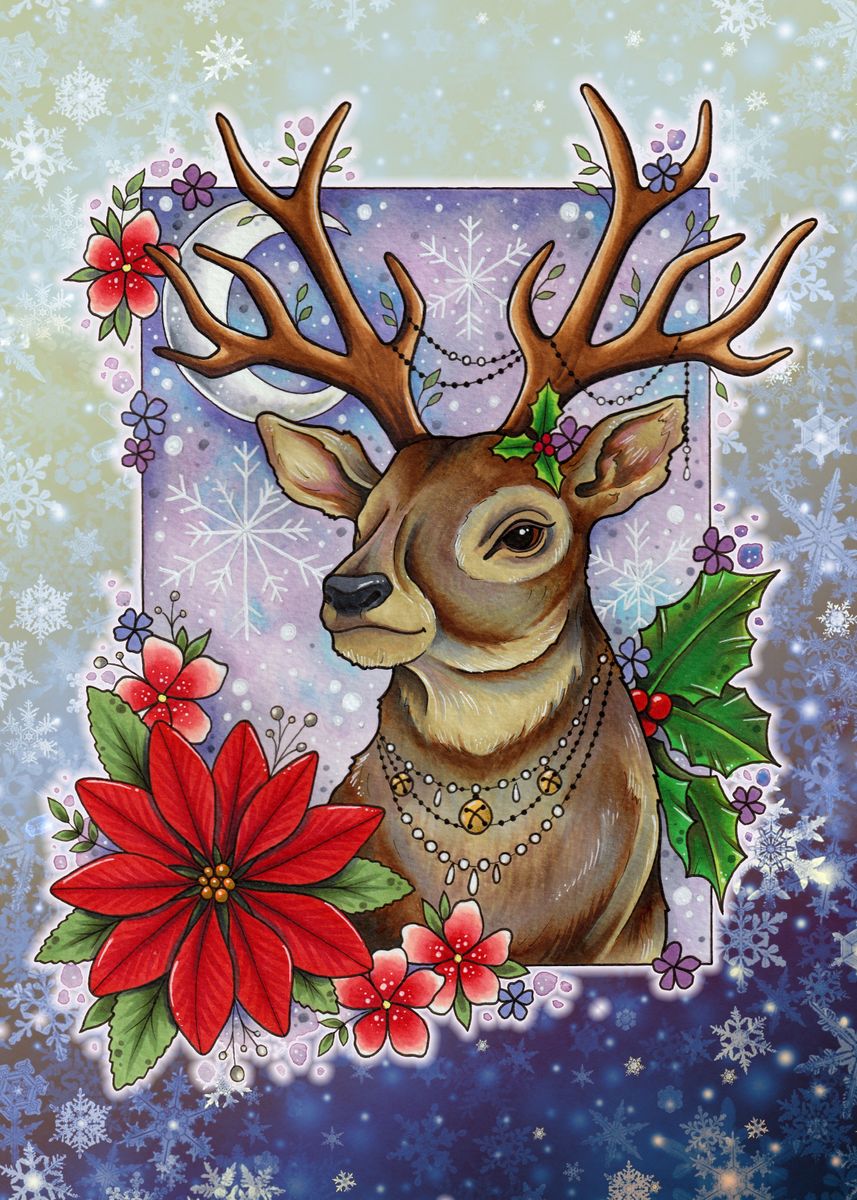 'Christmas Reindeer ' Poster by LornaLaine | Displate