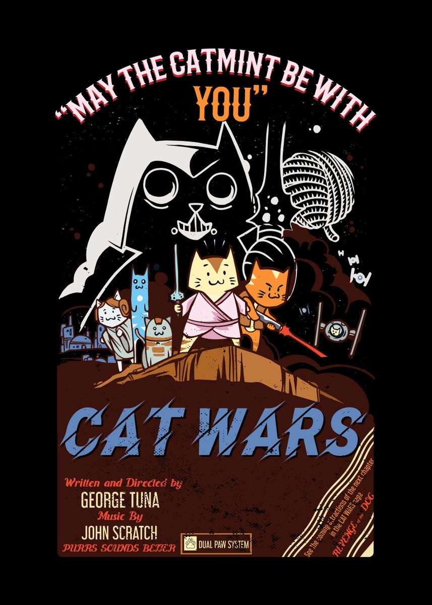 'Cat Wars' Poster, picture, metal print, paint by MrColorUp | Displate