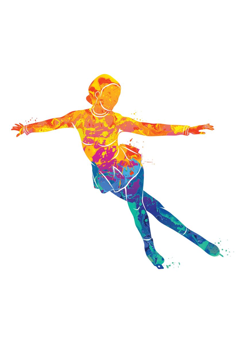 'Watercolor Figure Skating' Poster, picture, metal print, paint by ...