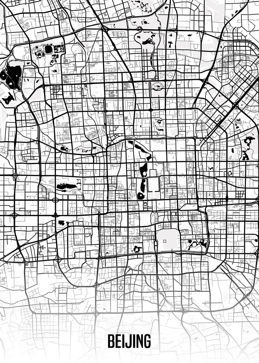 'Beijing map' Poster, picture, metal print, paint by LUNGHISTE | Displate