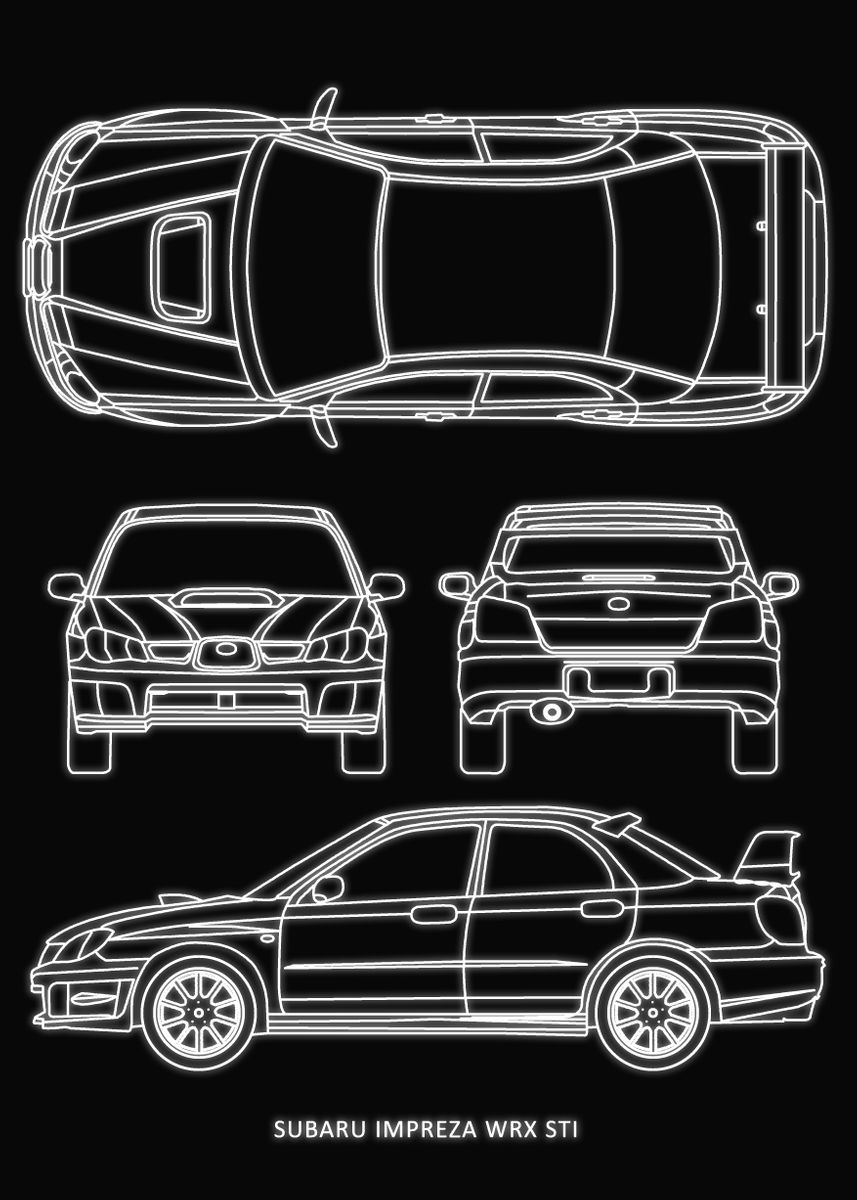 'Impreza WRX STi' Poster, picture, metal print, paint by City Map Art ...