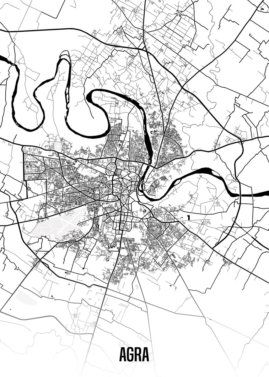 'Agra map' Poster, picture, metal print, paint by LUNGHISTE | Displate