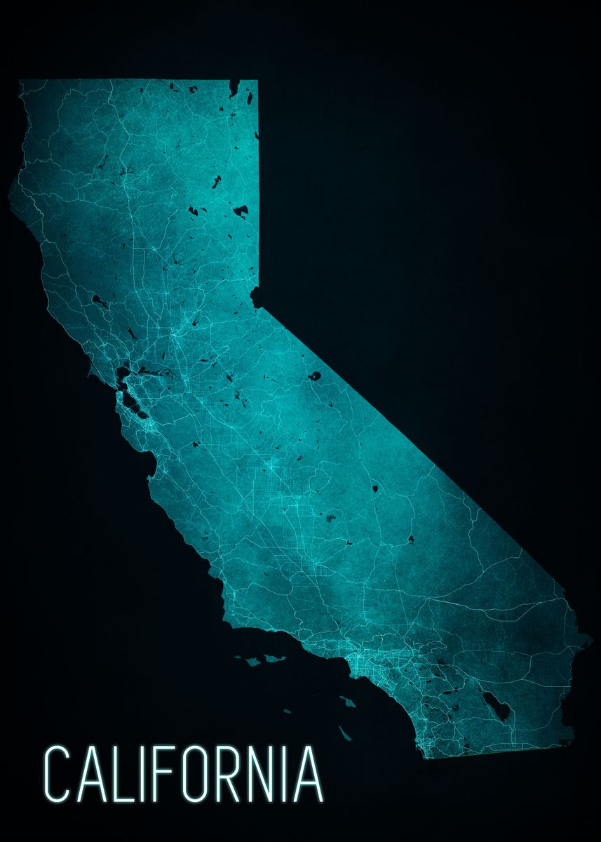 'California State Map' Poster by The Trackless Road | Displate