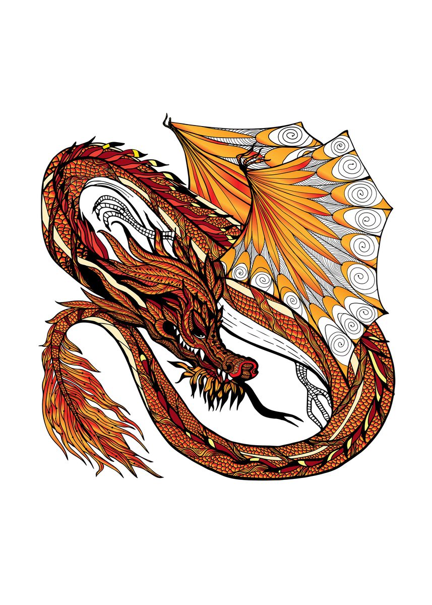 'Dragon' Poster, picture, metal print, paint by Love Repeat | Displate