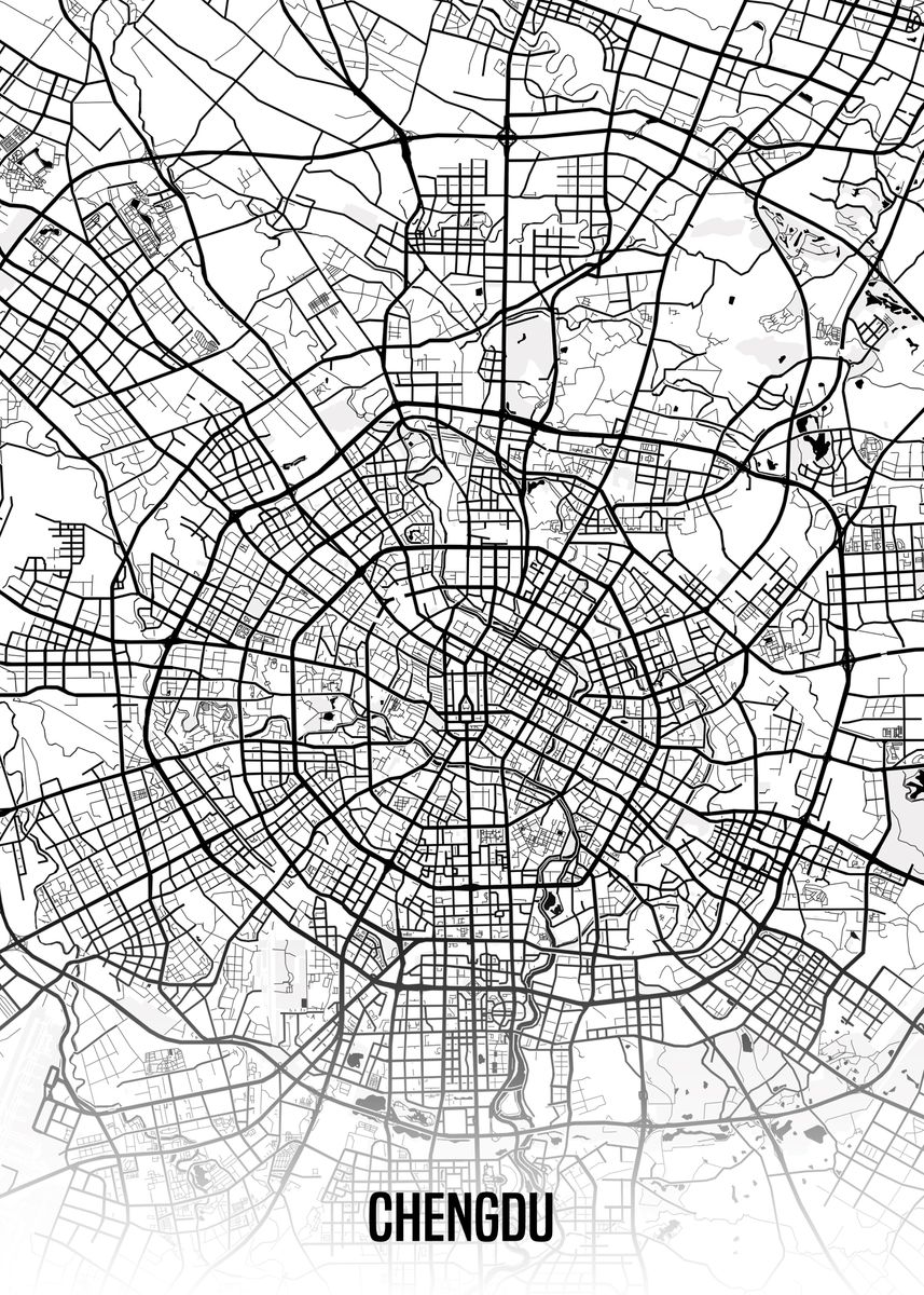 'Chengdu map' Poster, picture, metal print, paint by LUNGHISTE | Displate