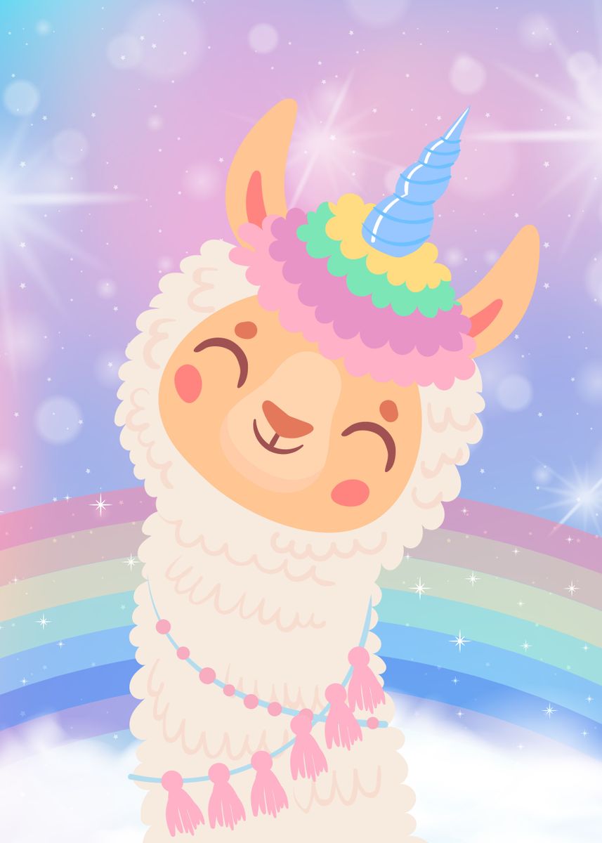 'Cute llama' Poster, picture, metal print, paint by Queensy Collin ...